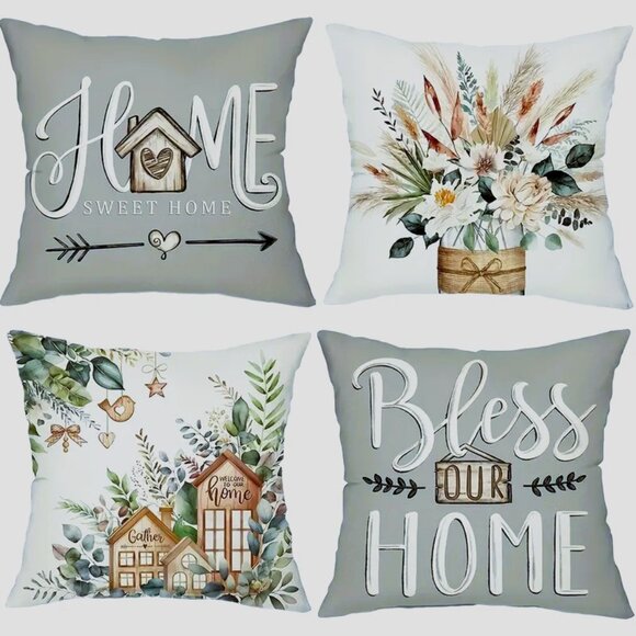 Other | 4pcsset Eucalyptus Leaf House Pillow Covers Nwot | Poshmark